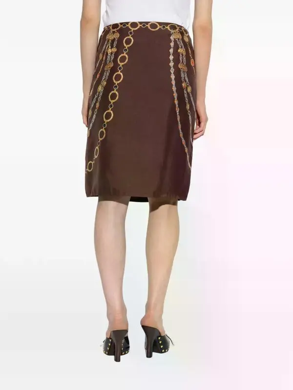Versace Chain-print Medusa Head Skirt - Brown