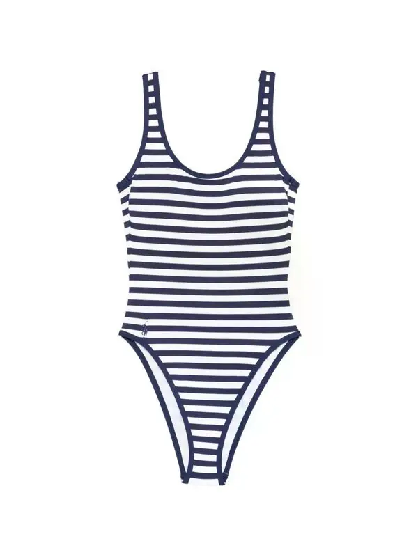 Polo Ralph Lauren Striped Scoop-neck One-piece Swimsuit - Blue