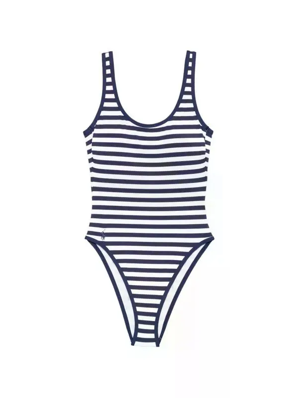 Polo Ralph Lauren Striped Scoop-neck One-piece Swimsuit - Blue
