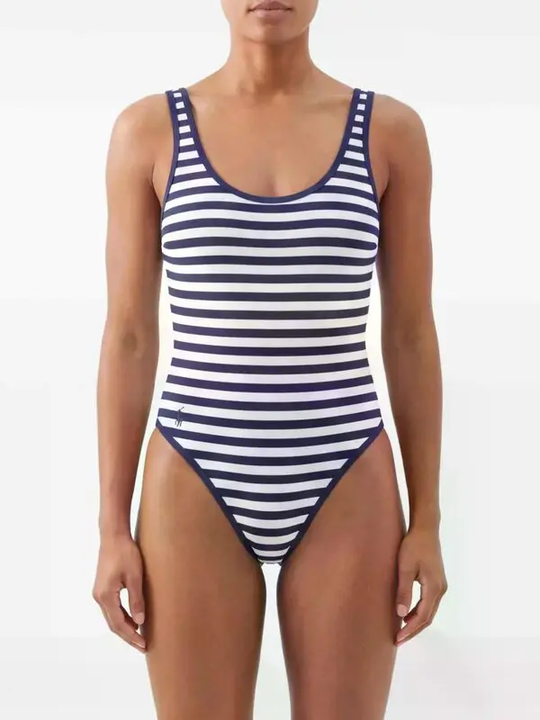 Polo Ralph Lauren Striped Scoop-neck One-piece Swimsuit - Blue