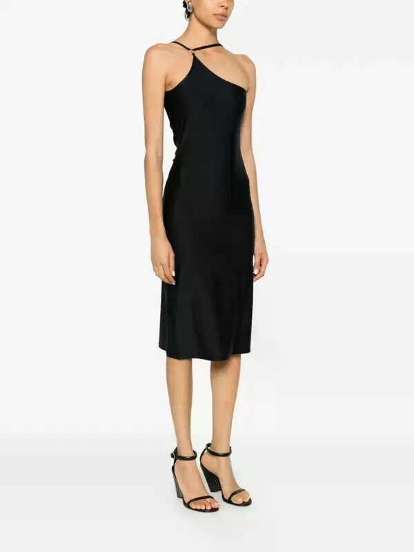 Coperni C-logo One-shoulder Midi Dress - Black