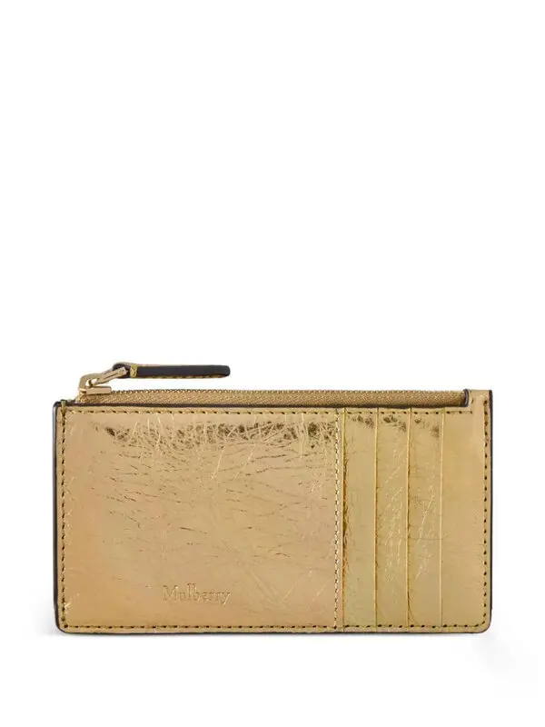 Mulberry Continental Zipped Long Leather Card Holder - Gold