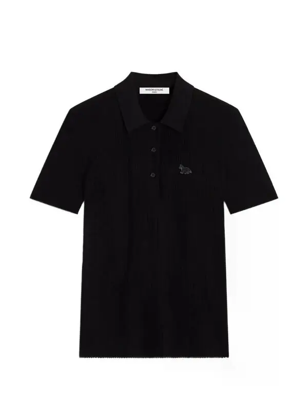 Maison Kitsuné Fox Rib-knit Polo Shirt