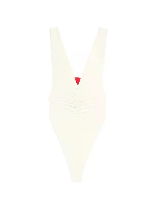 LA REVECHE Samira Floral-appliqué Swimsuit - Neutrals