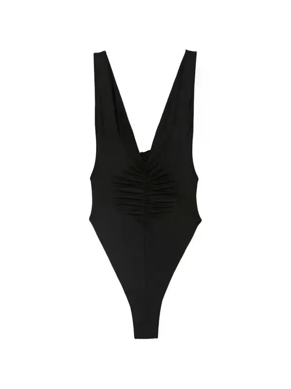 LA REVECHE Samira Floral-appliqué Swimsuit - Black
