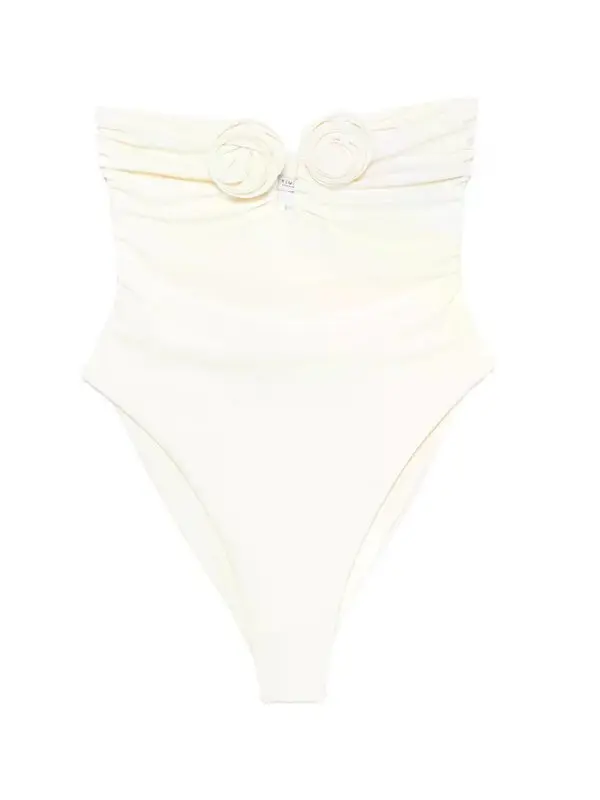 LA REVECHE Alya Floral-appliqué Swimsuit - Neutrals
