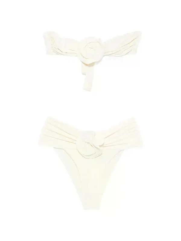 LA REVECHE Derya Ruched Bikini - Neutrals