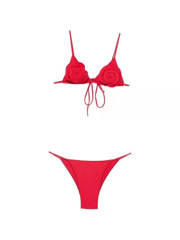 LA REVECHE Sanya Floral-appliqué Bikini - Red