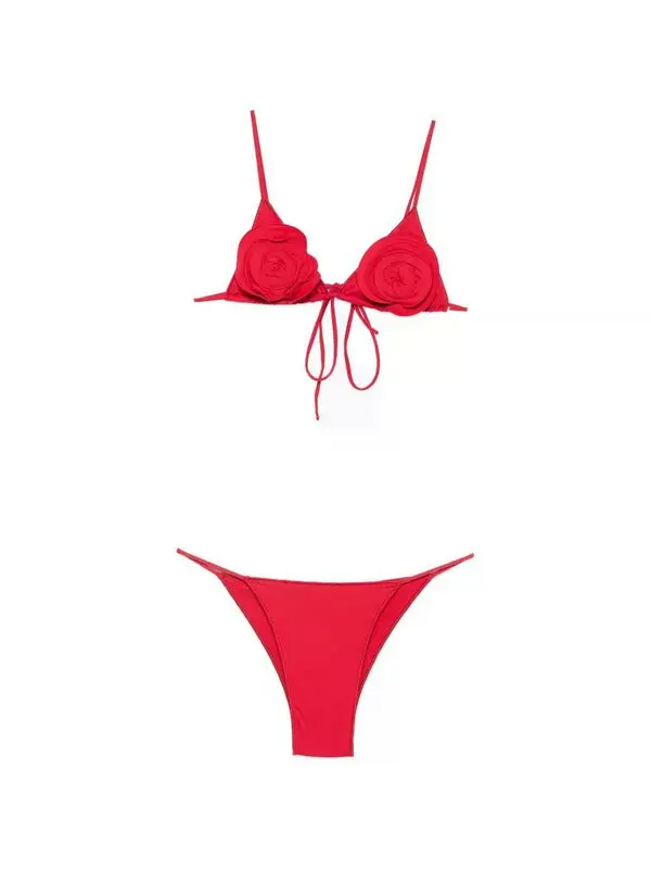 LA REVECHE Sanya Floral-appliqué Bikini - Red