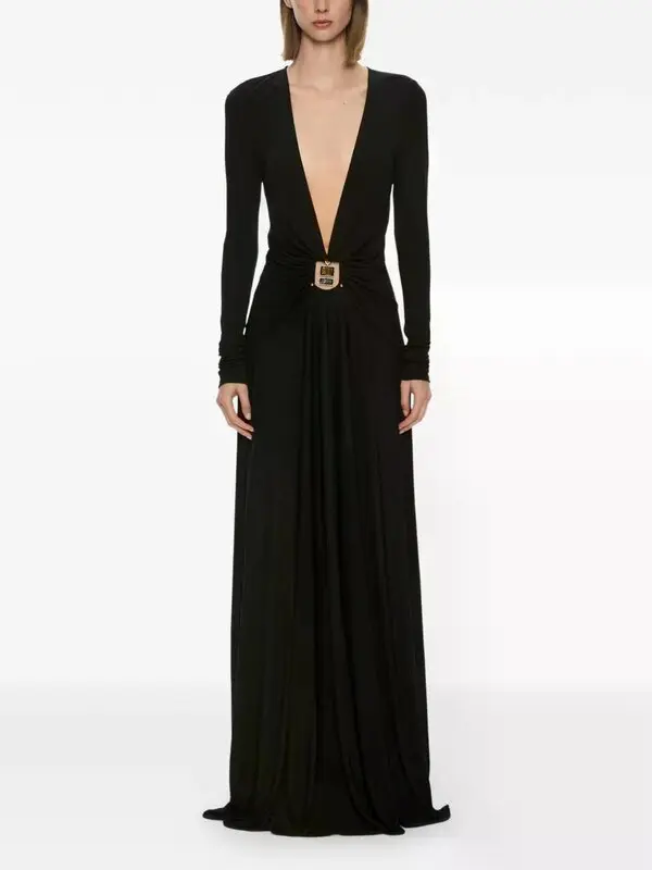 Christopher Esber Bezel Quartz Ruched Long-sleeve Dress