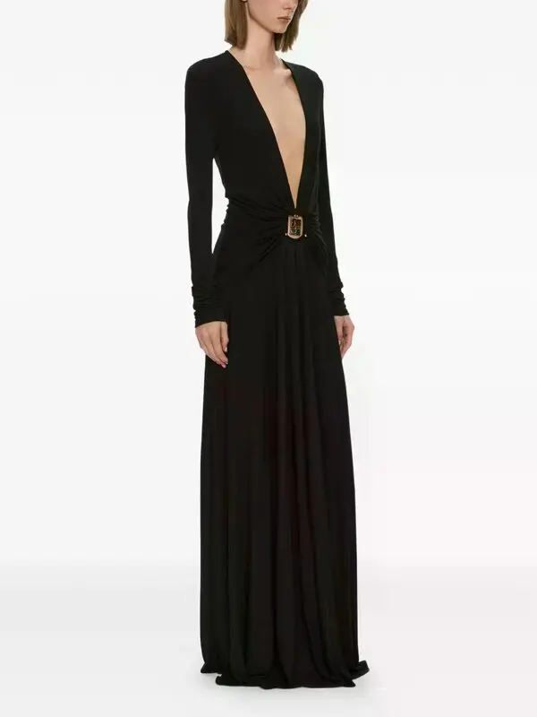 Christopher Esber Bezel Quartz Ruched Long-sleeve Dress