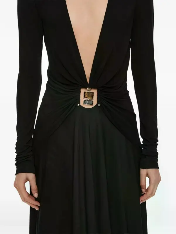 Christopher Esber Bezel Quartz Ruched Long-sleeve Dress