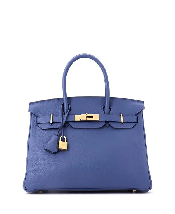 Hermès Birkin 30 Handbag Blue Clemence With Gold Hardware - Bleu Agate