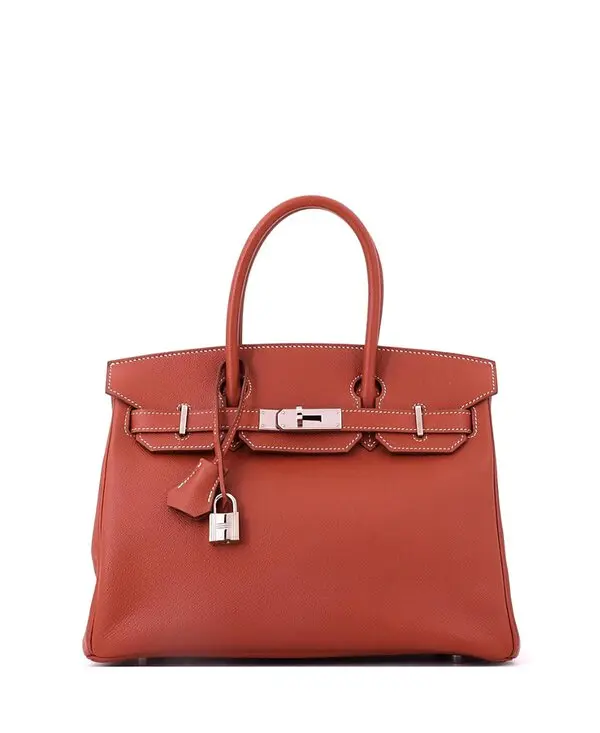 Hermès Birkin 30 Handbag Orange Epsom With Palladium Hardware - Brique