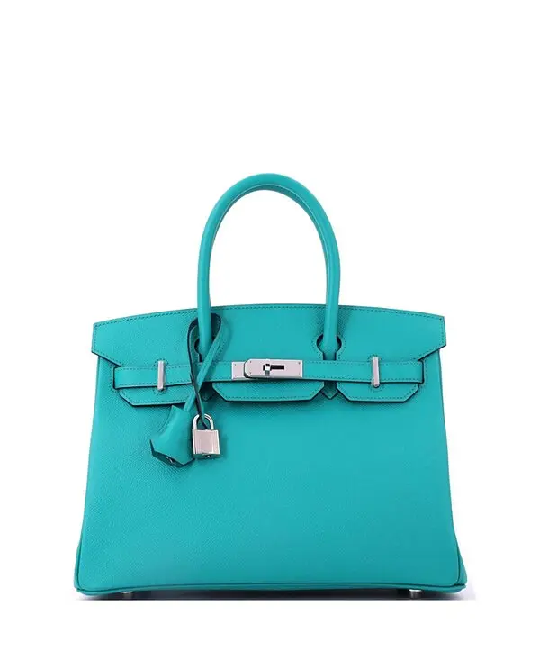 Hermès Birkin 30 Handbag Blue Epsom With Palladium Hardware - Bleu Paon