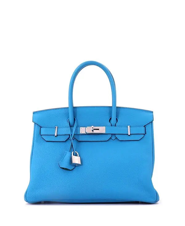 Hermès Birkin 30 Handbag Verso Togo With Palladium Hardware - Verso - Bleu Zanzibar/malachite