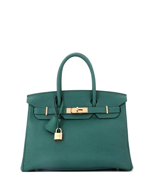 Hermès Birkin 30 Handbag Green Togo With Gold Hardware - Malachite