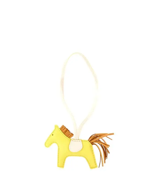 Hermès Pm Grigri Rodeo Bag Charm Leather - Yellow/ Natural/ Yellow