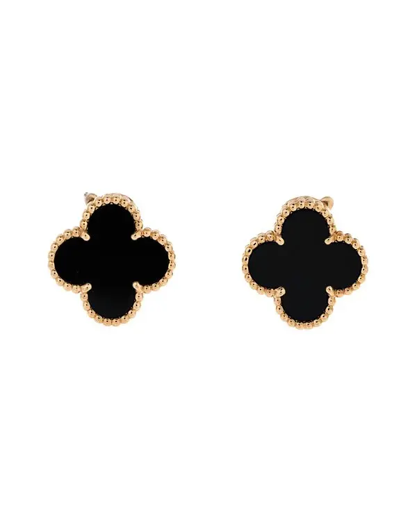 VAN CLEEF & ARPELS Vintage Alhambra Earrings 18k And Onyx - Gold
