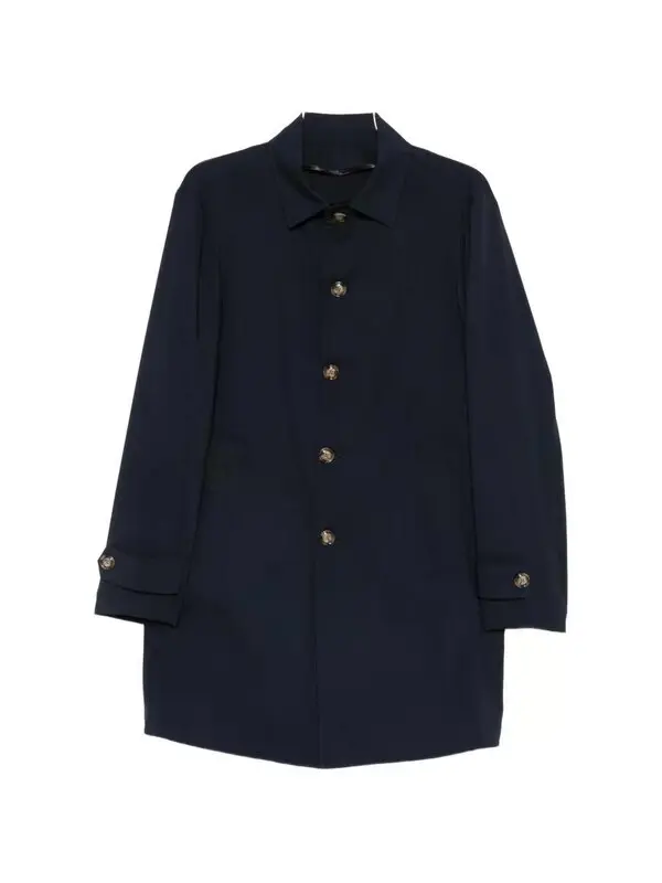 BARBA NAPOLI Single-breasted Button-up Coat - Blue
