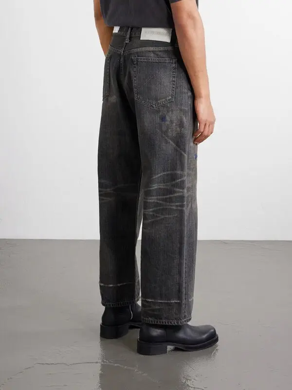NEIGHBORHOOD Savage Wide-leg Bead-embellished Distressed Jeans