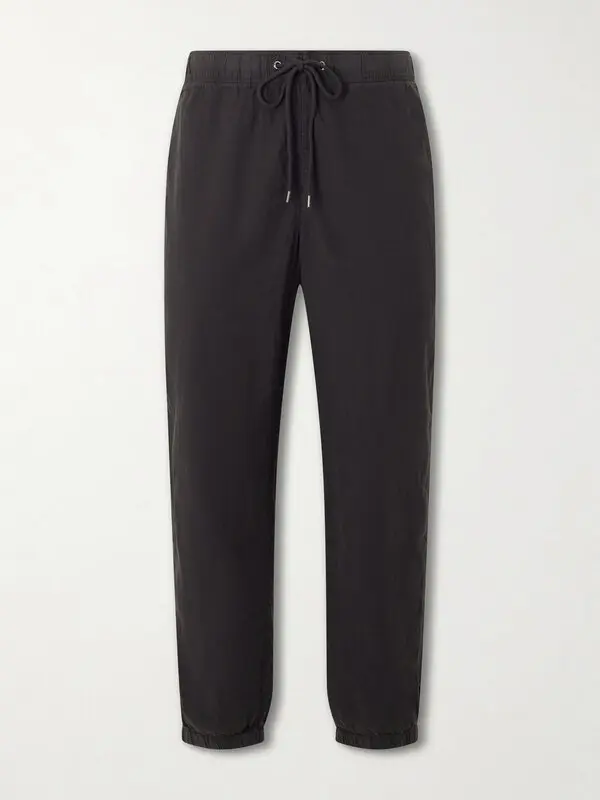 JAMES PERSE Straight-leg Linen-blend Canvas Drawstring Trousers - Black
