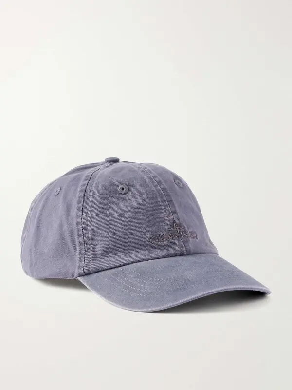 Stone Island Logo-embroidered Cotton-twill Baseball Cap - Blue