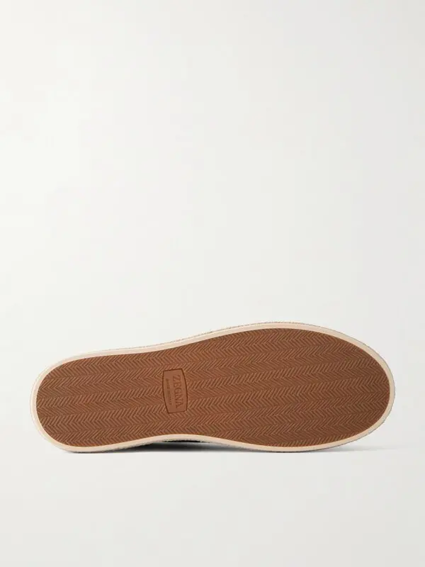Zegna Triple Stitch™ Leather-trimmed Suede Slip-on Sneakers - Blue