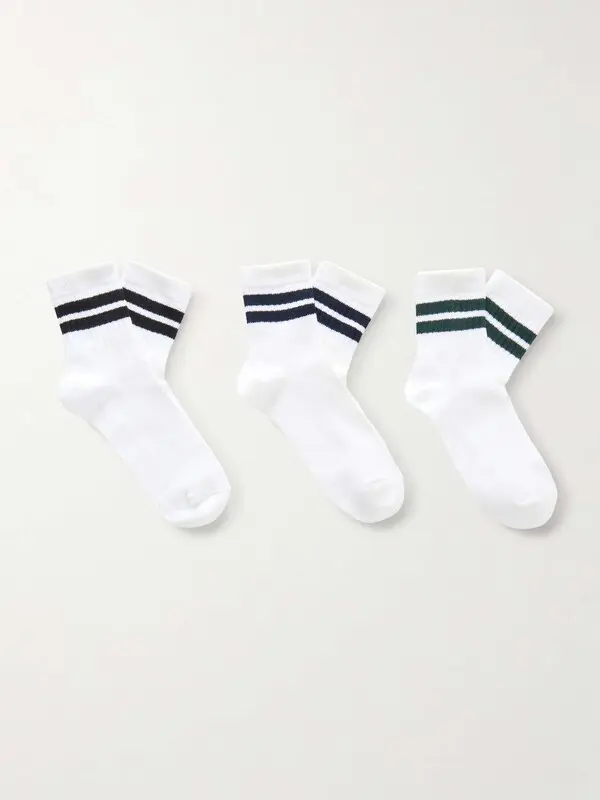 Mr P. Three-pack Cotton-blend Socks - White