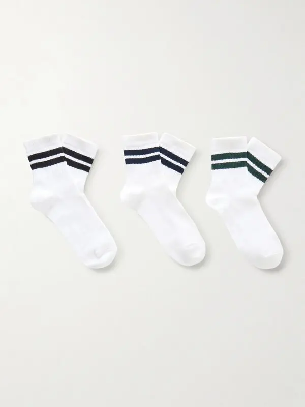 Mr P. Three-pack Cotton-blend Socks - White
