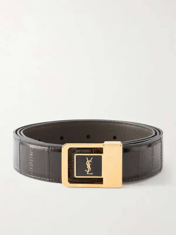 Saint Laurent 3cm Eel Leather Belt - Black