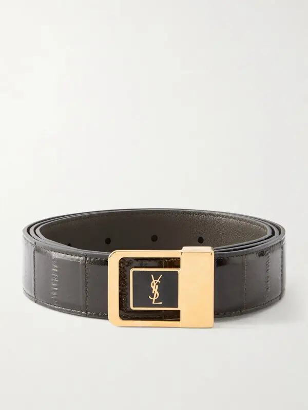 Saint Laurent 3cm Eel Leather Belt - Black
