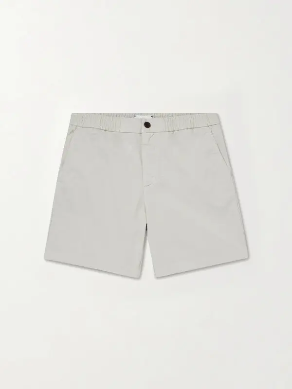 Mr P. Straight-leg Organic Cotton-blend Twill Shorts - Green