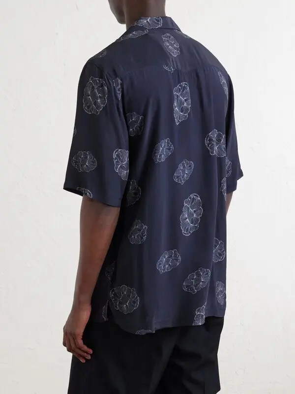 Officine Générale Eren Camp-collar Sateen Printed Shirt