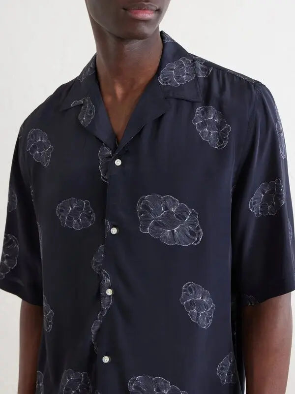 Officine Générale Eren Camp-collar Sateen Printed Shirt
