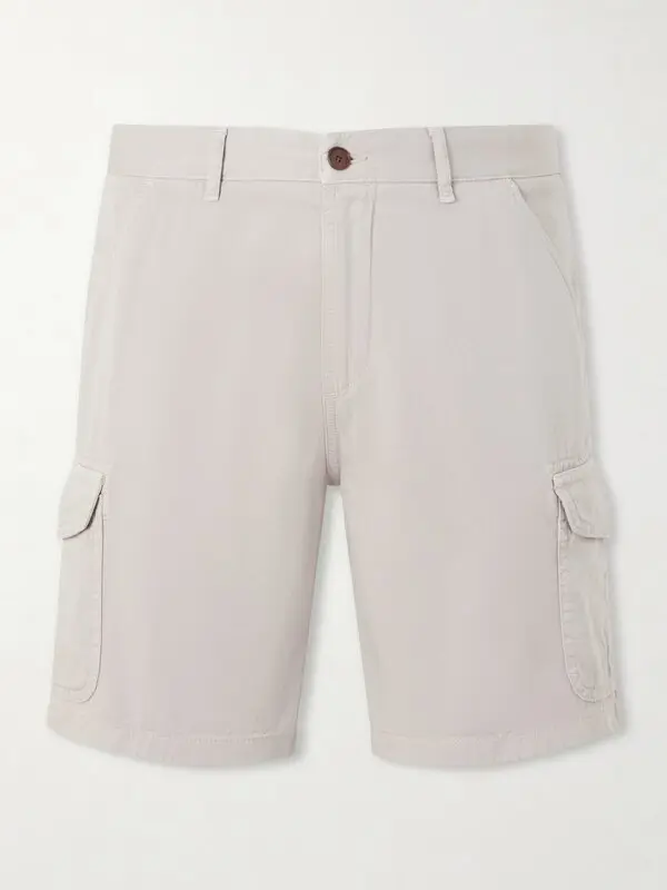 Mr P. Straight-leg Organic Cotton-twill Cargo Shorts - Neutrals