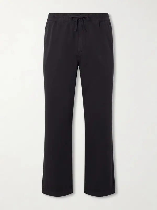 Mr P. Edward Straight-leg Organic Cotton-twill Trousers - Black