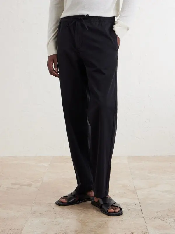Mr P. Edward Straight-leg Organic Cotton-twill Trousers - Black