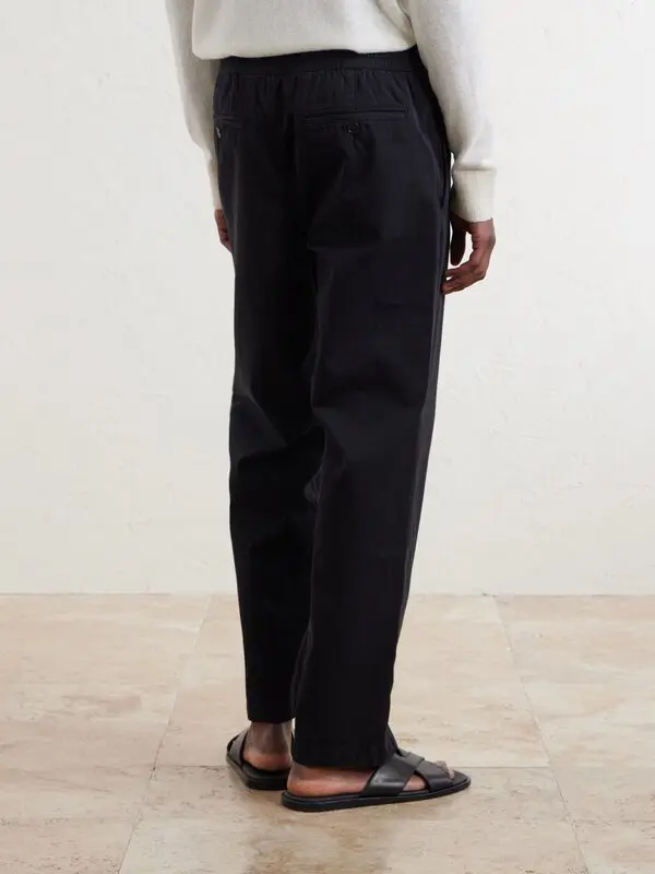 Mr P. Edward Straight-leg Organic Cotton-twill Trousers - Black