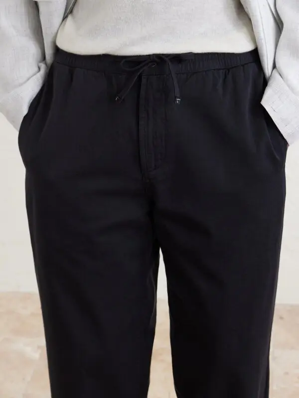Mr P. Edward Straight-leg Organic Cotton-twill Trousers - Black