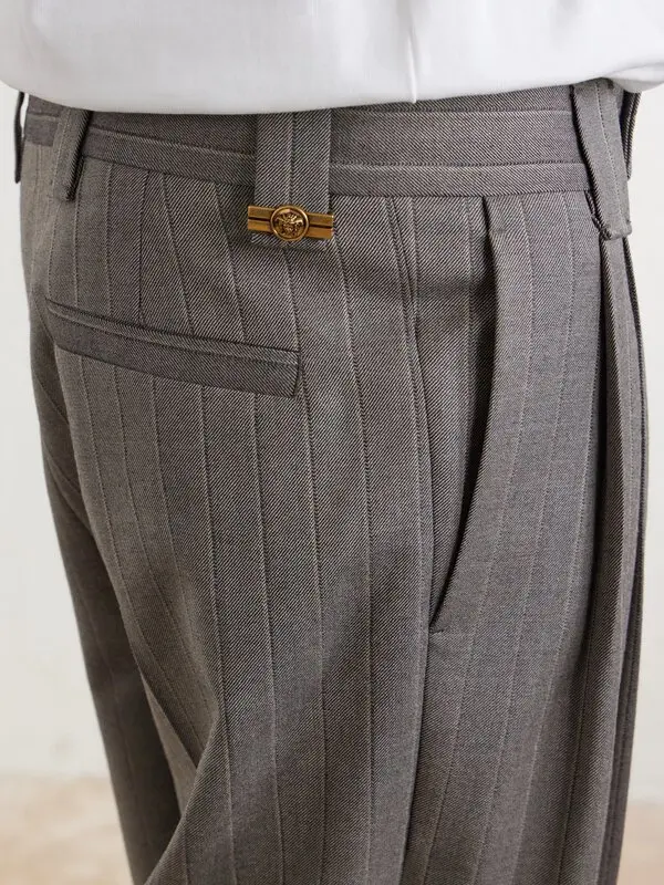 Versace Pinstriped Virgin Wool-twill Trousers