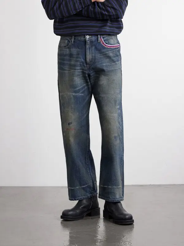 NEIGHBORHOOD Savage Wide-leg Distressed Jeans