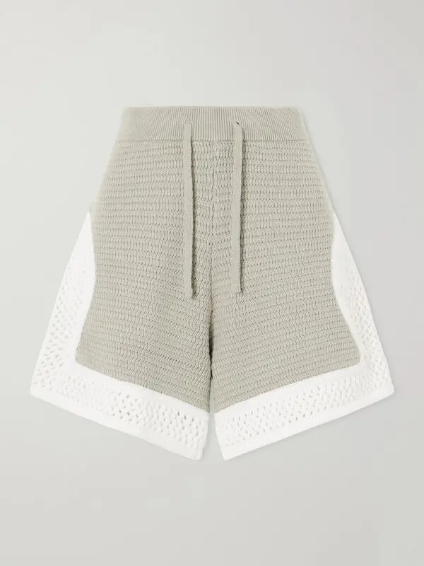 Aimé Leon Dore Crocheted Straight-leg Cotton Shorts - Gray