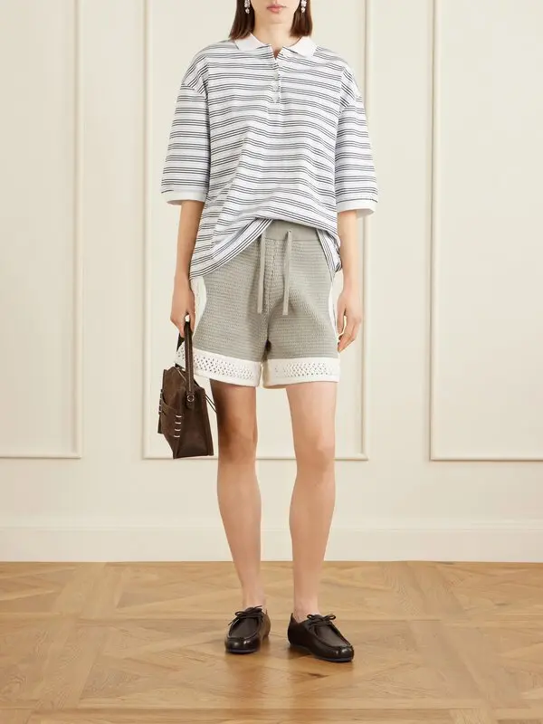 Aimé Leon Dore Crocheted Straight-leg Cotton Shorts - Gray