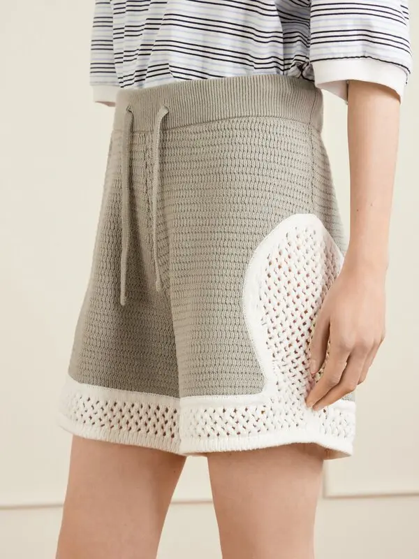 Aimé Leon Dore Crocheted Straight-leg Cotton Shorts - Gray