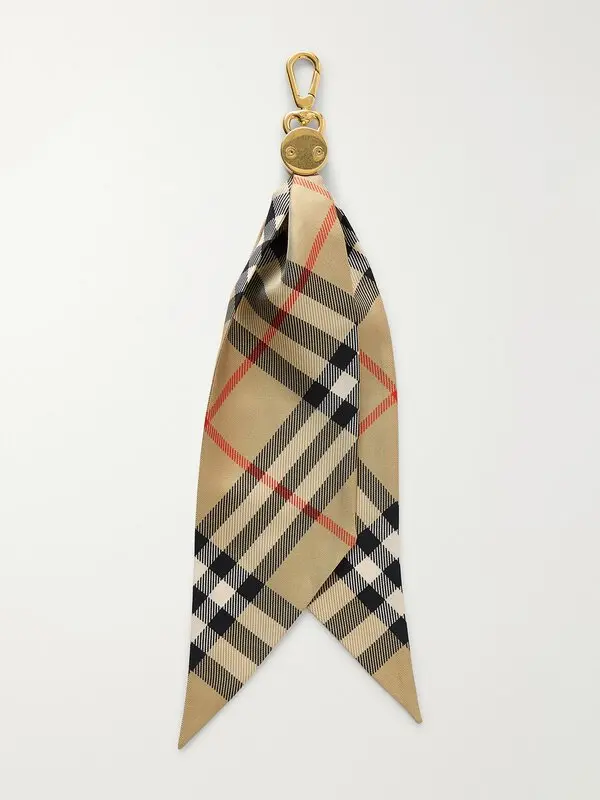 Burberry Gold-tone Checked Silk Charm