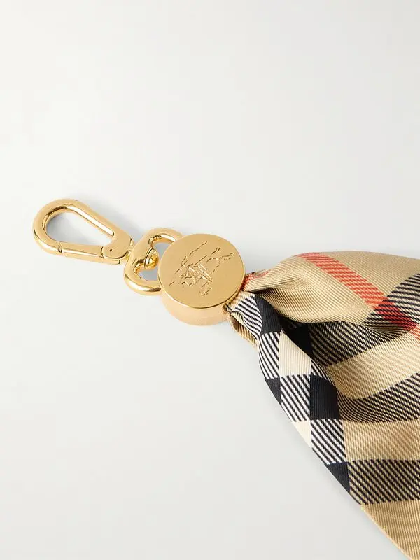 Burberry Gold-tone Checked Silk Charm