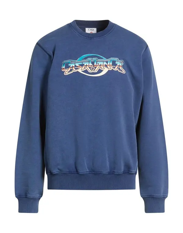 Casablanca Organic Cotton Crewneck Sweatshirt With Print - Blue