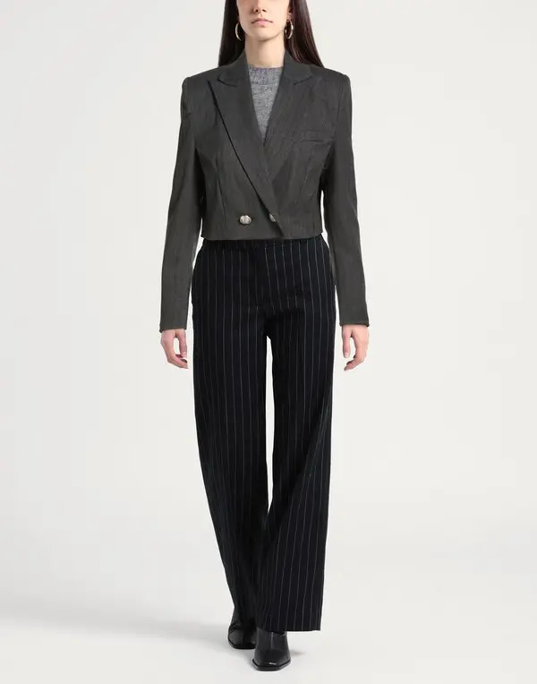 W LES FEMMES BY BABYLON Flannel Herringbone Double-breasted Cropped Blazer