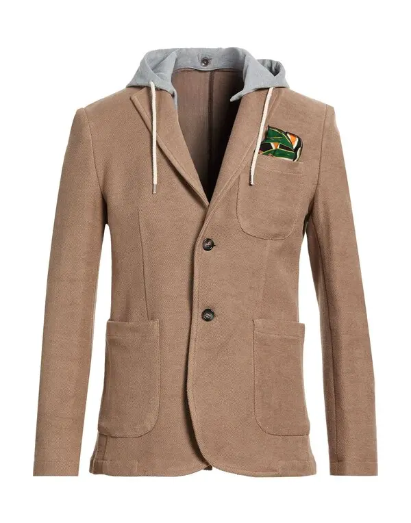BERNA Cotton French Terry Blazer With Brooch Detail
